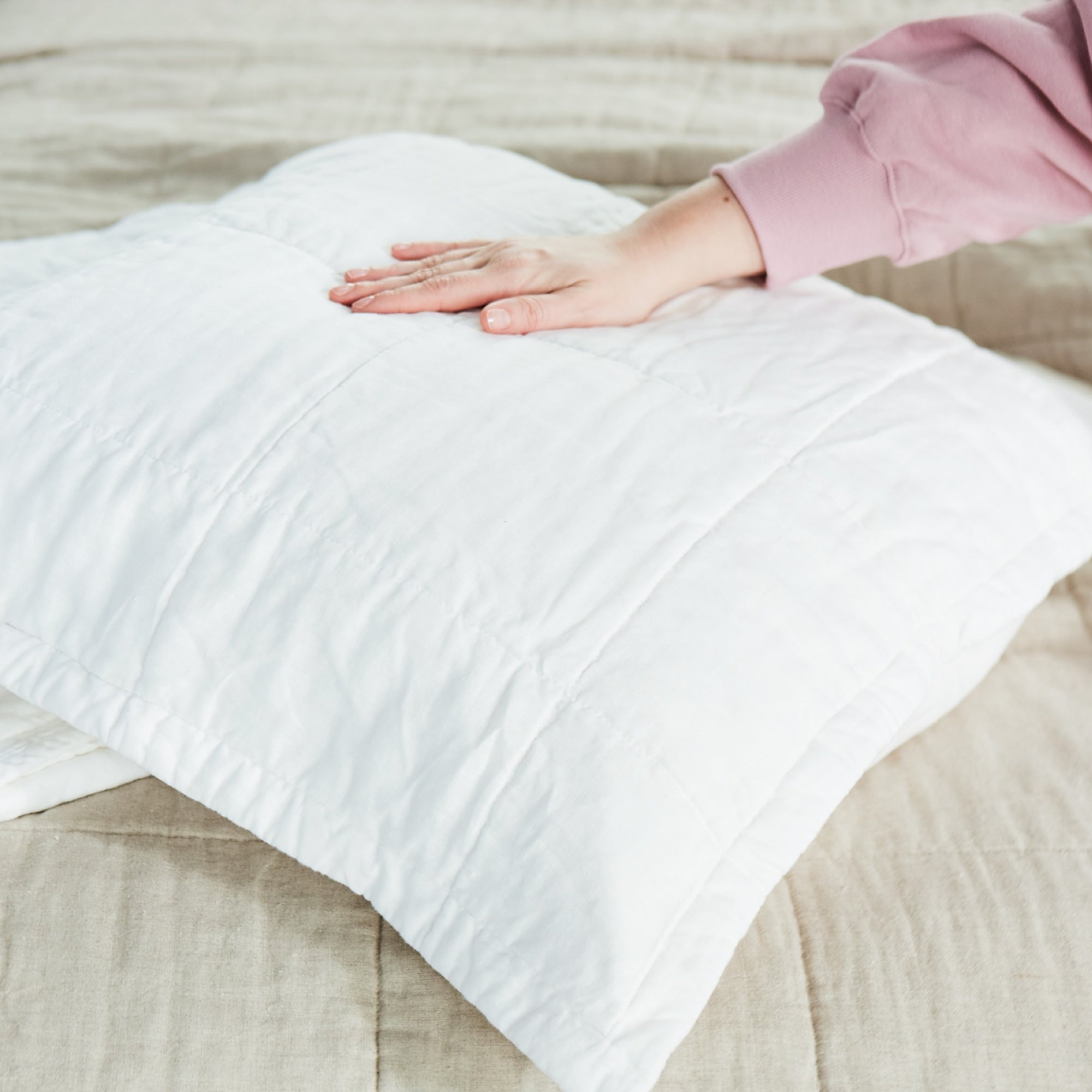 Natural Linen Shams | Avocado Green Mattress
